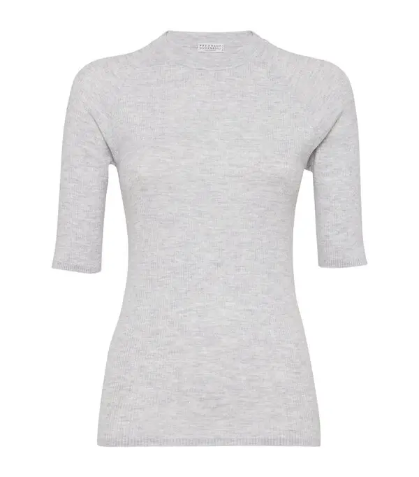 Brunello Cucinelli Cashmere Short-sleeve Sweater - Grey