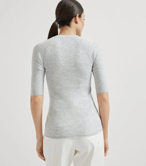 Brunello Cucinelli Cashmere Short-sleeve Sweater - Grey