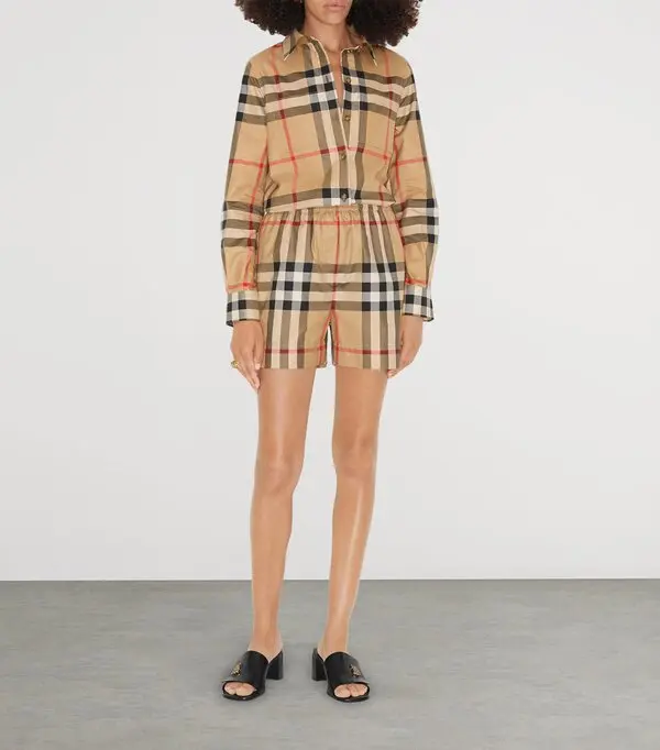 Burberry Cotton Check Shorts - Beige
