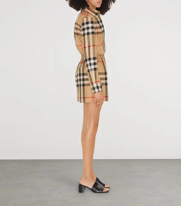 Burberry Cotton Check Shorts - Beige