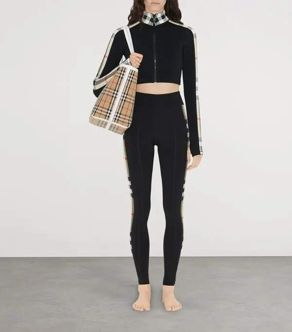 Burberry Stretch-jersey Check-trim Leggings