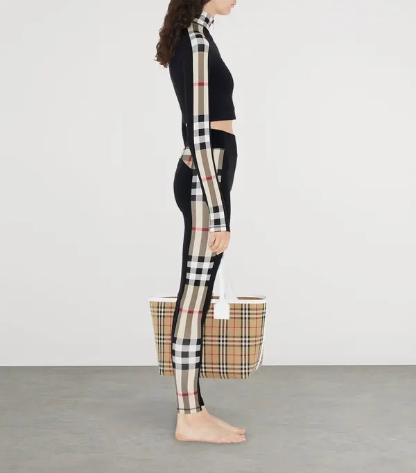 Burberry Stretch-jersey Check-trim Leggings