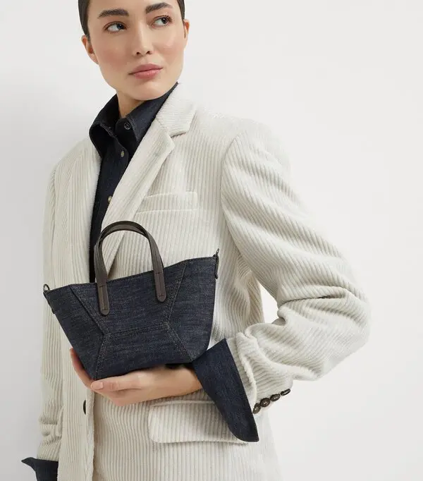 Brunello Cucinelli Mini Denim-effect Bc Duo Tote Bag