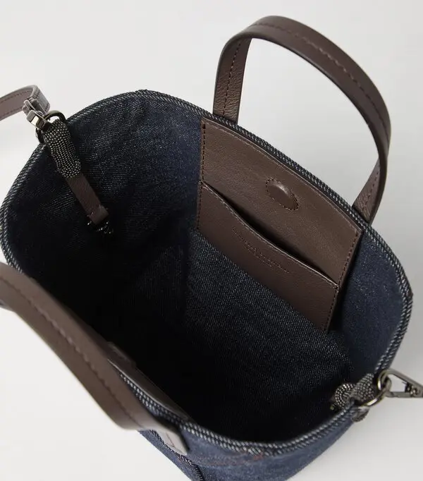 Brunello Cucinelli Mini Denim-effect Bc Duo Tote Bag