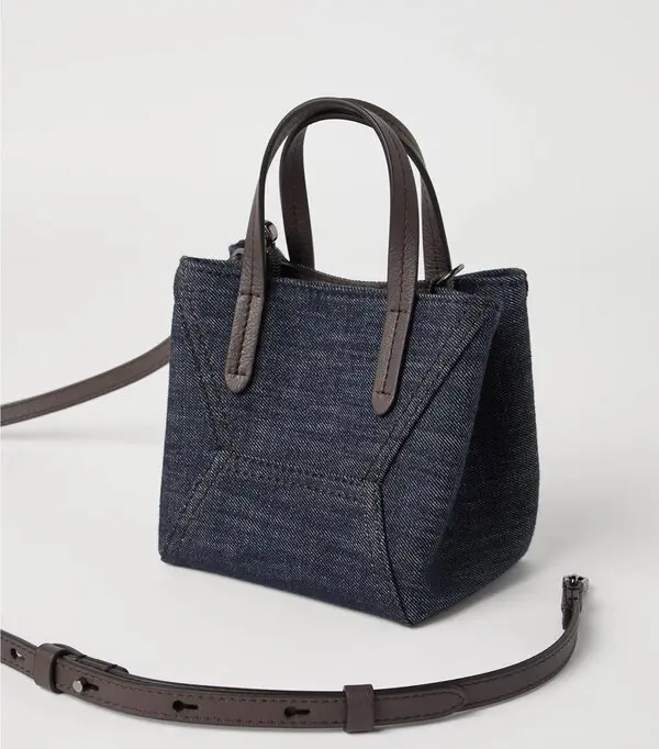 Brunello Cucinelli Mini Denim-effect Bc Duo Tote Bag