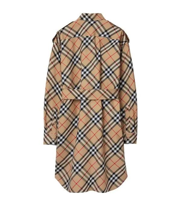Burberry Cotton Check Shirt Dress - Beige