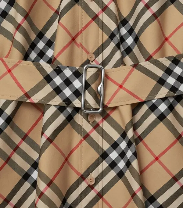 Burberry Cotton Check Shirt Dress - Beige