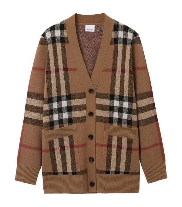 Burberry Wool-cashmere Check Cardigan