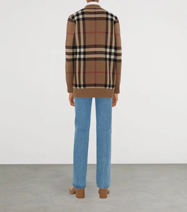 Burberry Wool-cashmere Check Cardigan