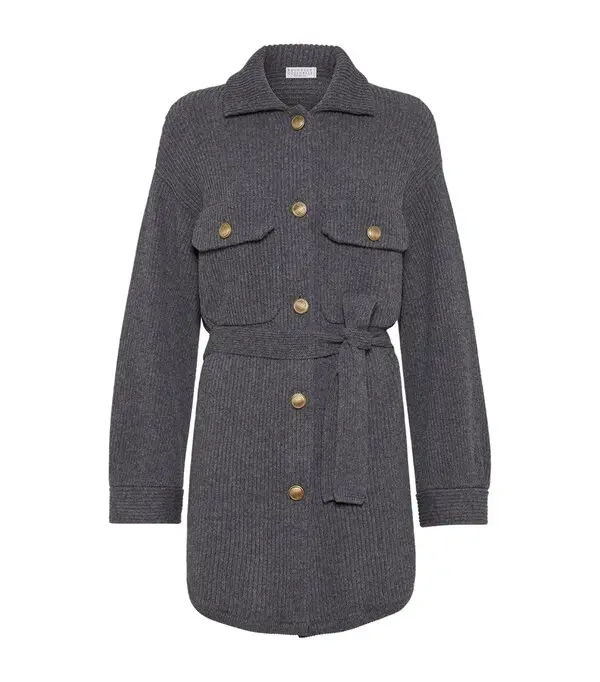 Brunello Cucinelli Virgin Wool-cashmere-silk Cardigan - Grey