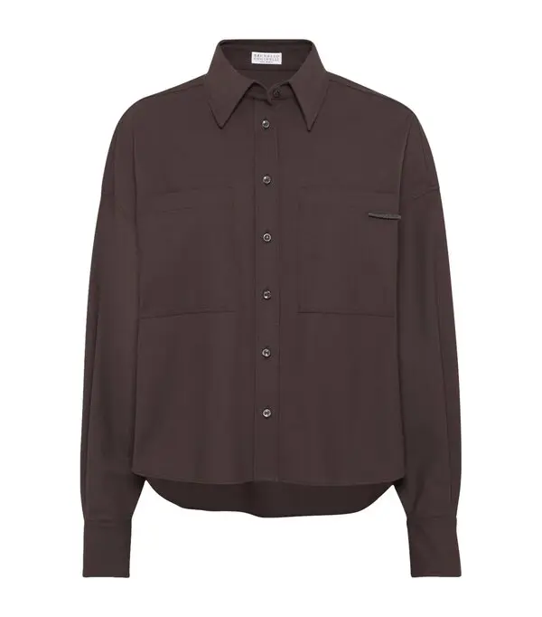 Brunello Cucinelli Virgin Wool-blend Monili-tab Shirt