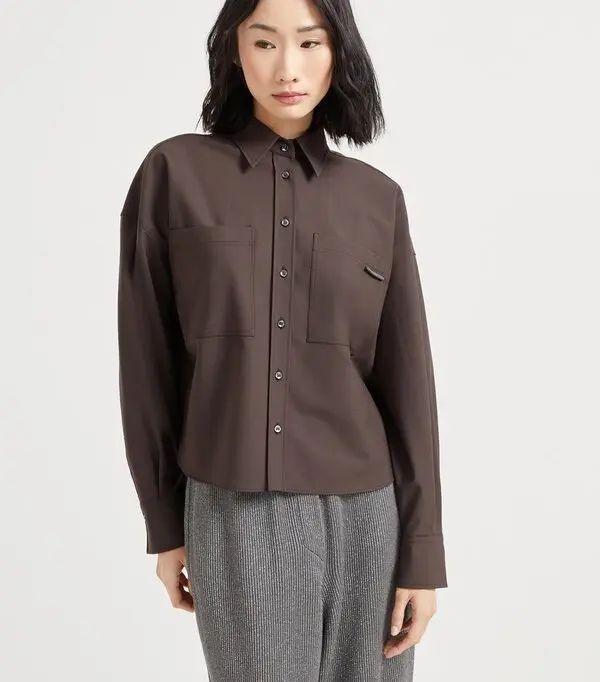 Brunello Cucinelli Virgin Wool-blend Monili-tab Shirt