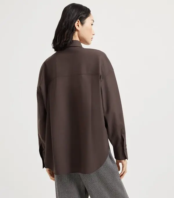 Brunello Cucinelli Virgin Wool-blend Monili-tab Shirt