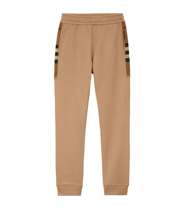 Burberry Cotton-blend Check-trim Sweatpants - Nude