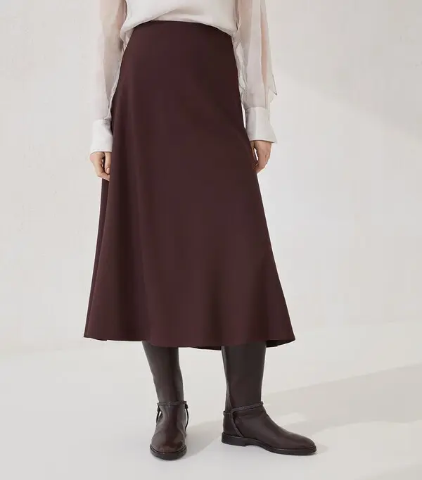 Brunello Cucinelli Virgin Wool-blend Twill Flute Skirt