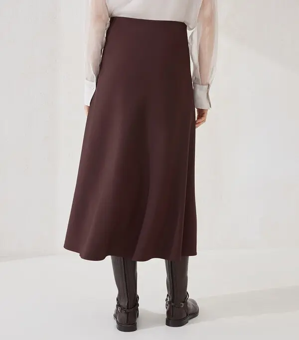 Brunello Cucinelli Virgin Wool-blend Twill Flute Skirt - Red
