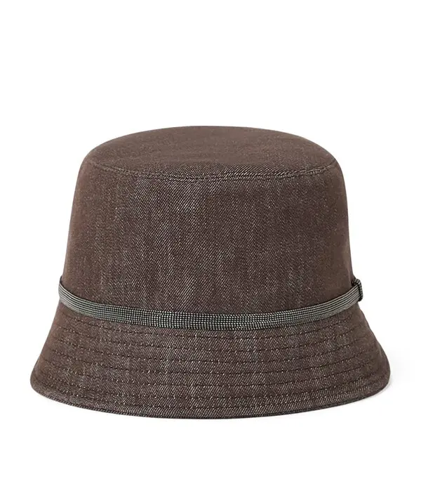 Brunello Cucinelli Cotton Denim-effect Bucket Hat - Brown