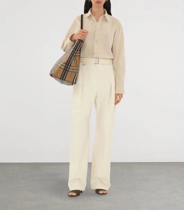 Burberry Large Canvas Highlands Tote Bag - Beige