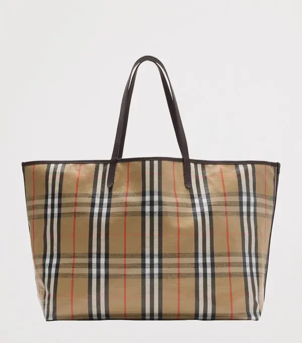 Burberry Large Canvas Highlands Tote Bag - Beige