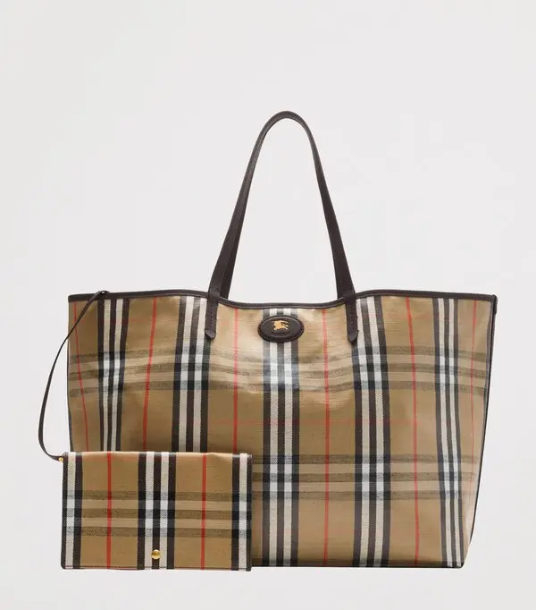 Burberry Large Canvas Highlands Tote Bag - Beige