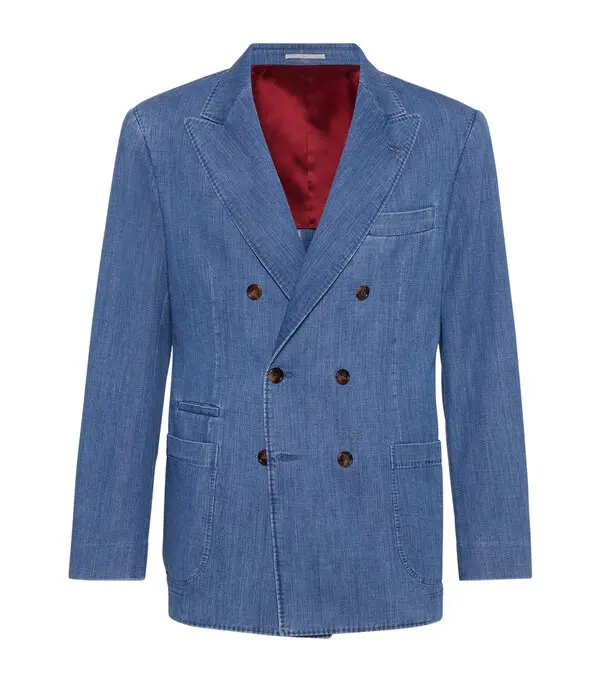 Brunello Cucinelli Denim Double-breasted Blazer