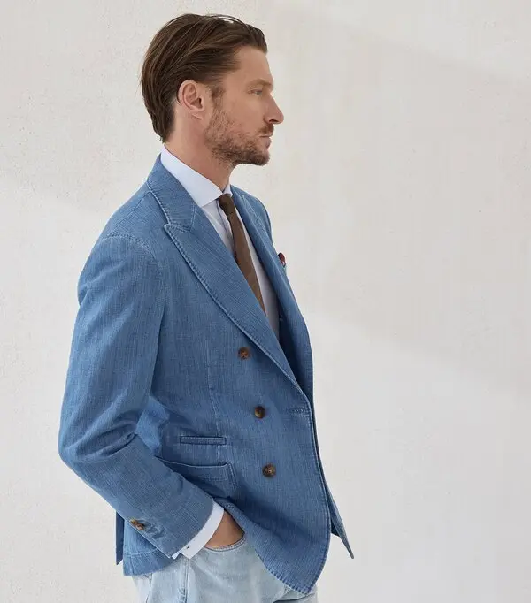Brunello Cucinelli Denim Double-breasted Blazer