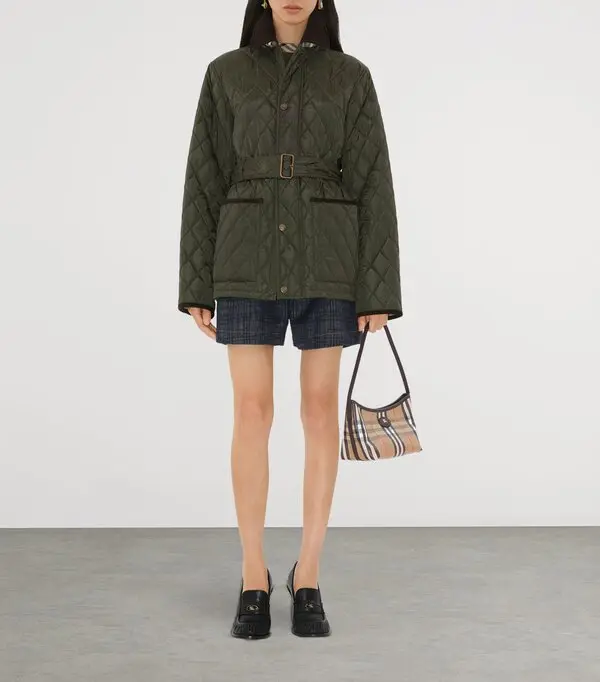 Burberry Mini Check Shoulder Bag - Beige