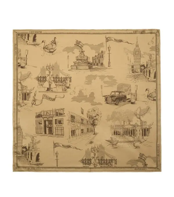 Burberry Silk London Landmarks Scarf - Beige