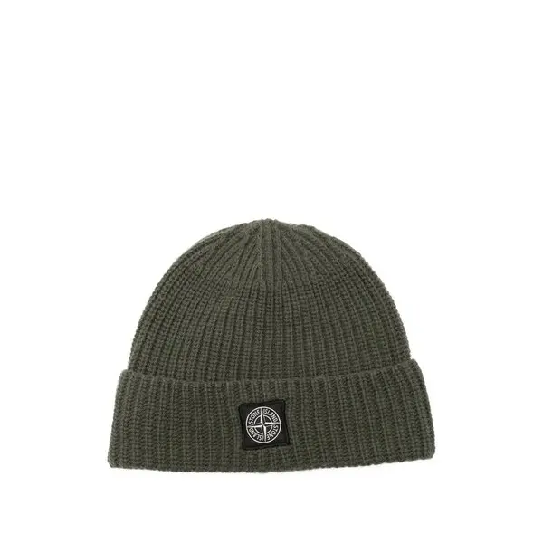 Stone Island Ribbed Knit Beanie - Green