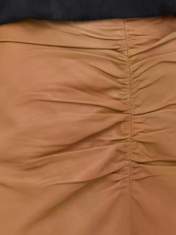 NOTES DU NORD Leather Front-slit Midi Skirt
