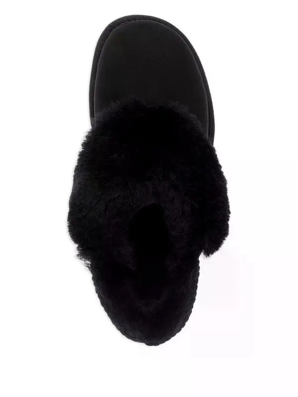 EMU AUSTRALIA Sheepskin Fur-trimmed Slippers - Black