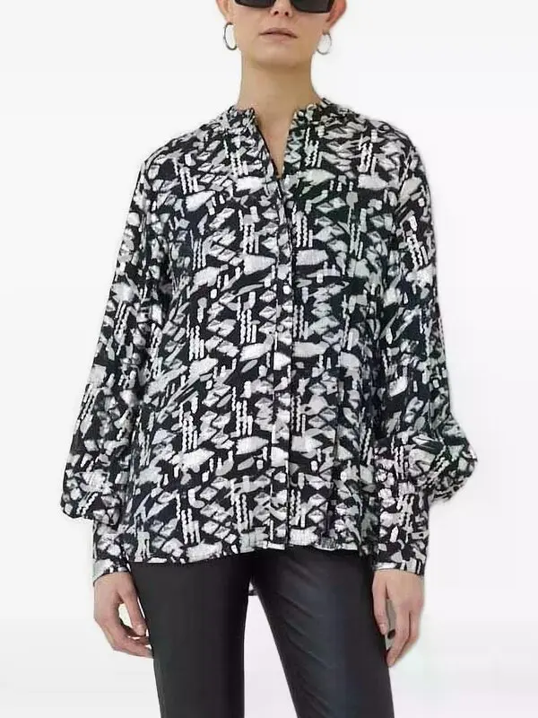 BRUUNS BAZAAR Geometric-print Long-sleeved Blouse