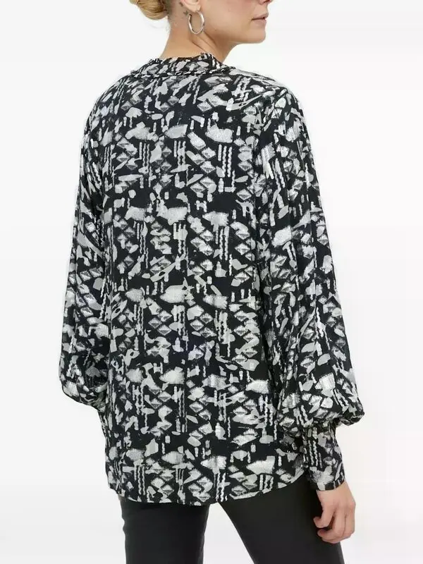 BRUUNS BAZAAR Geometric-print Long-sleeved Blouse