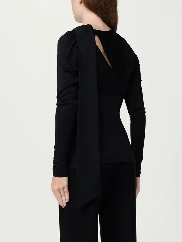 Victoria Beckham Long Sleeve Draped Top - Black