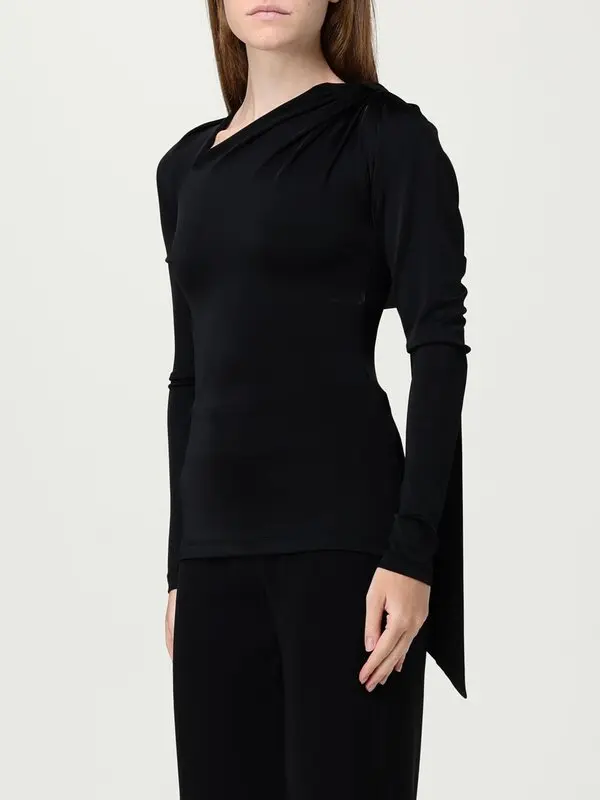 Victoria Beckham Long Sleeve Draped Top - Black