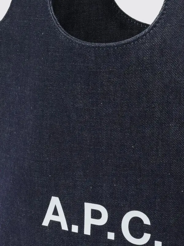 A.p.c. Ninon Small Cotton Denim Tote Bag With Contrasting Logo - Indigo