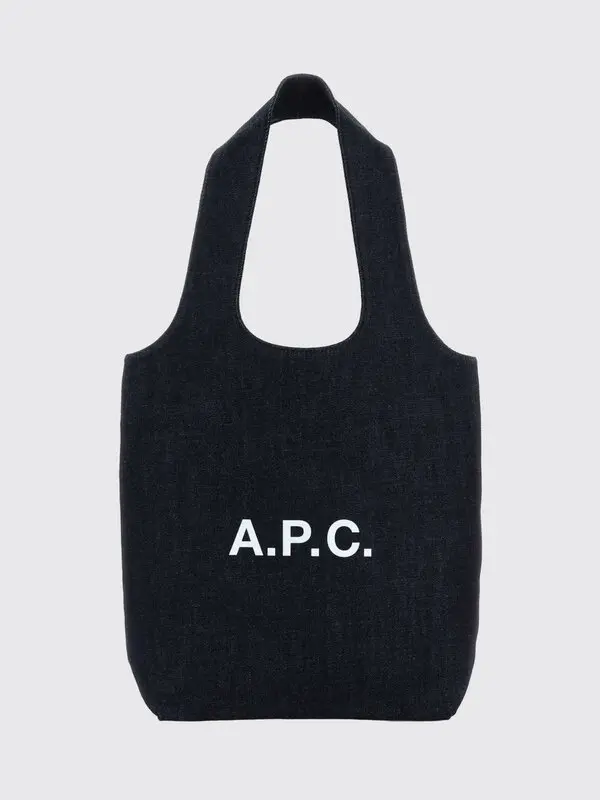 A.p.c. Ninon Small Cotton Denim Tote Bag With Contrasting Logo - Indigo