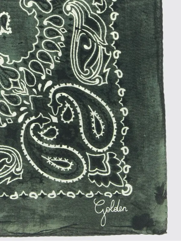GOLDEN GOOSE Square Silk Foulard With Abstract Bandana Print - Green
