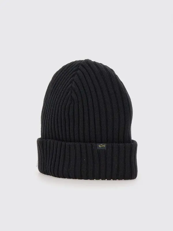 Paul & Shark Pure Wool Beanie Hat - Black