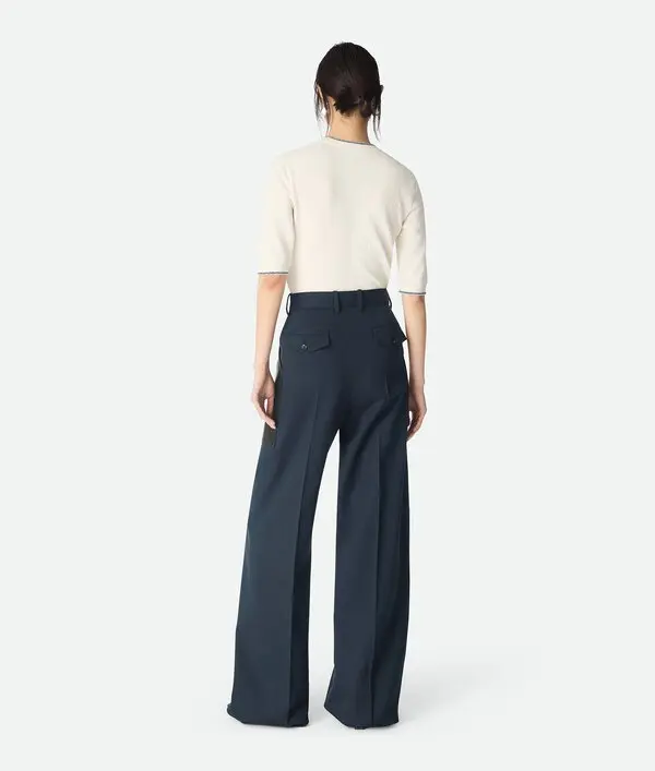 Bottega Veneta Wide-leg Twill Pants - Midnight Blue