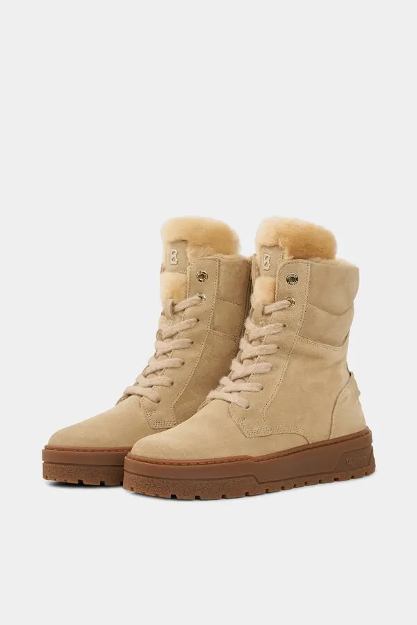 Bogner Calgary Lace-up Boots With Spikes - Camel