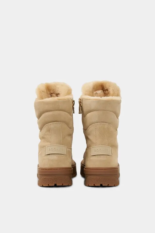 Bogner Calgary Lace-up Boots With Spikes - Camel