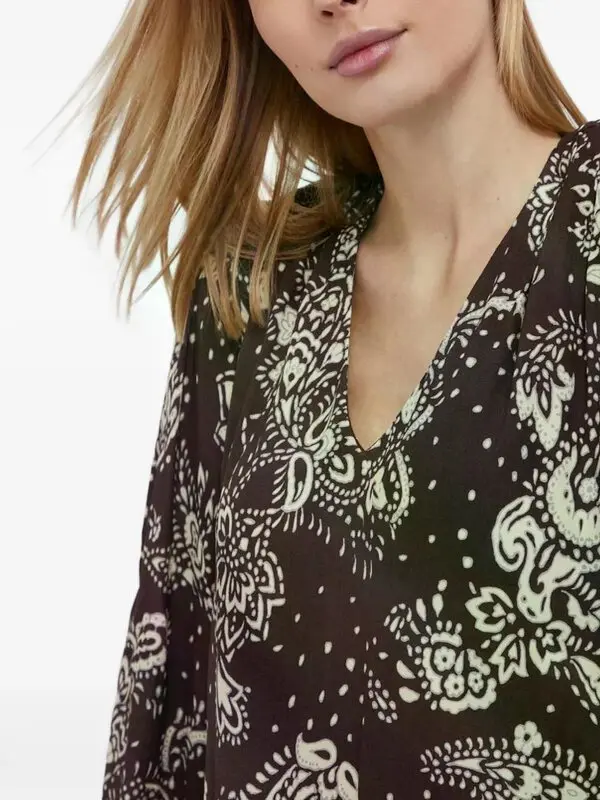 Sisley Paisley-print V-neck Mini Dress