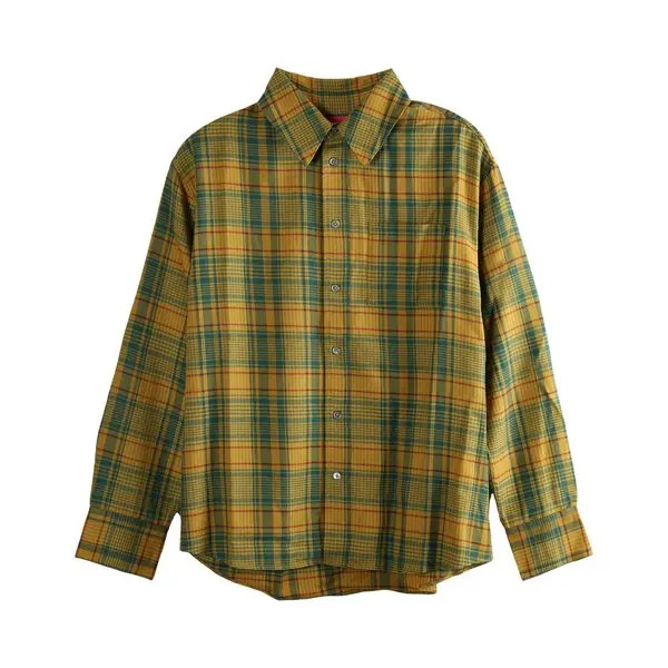 THE ELDER STATESMAN Plaid Pashmina Big Shirt