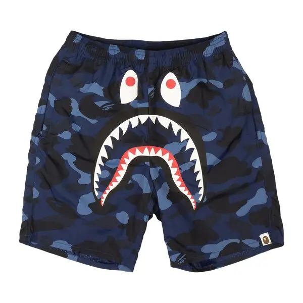 A BATHING APE Camo Shark Beach Shorts