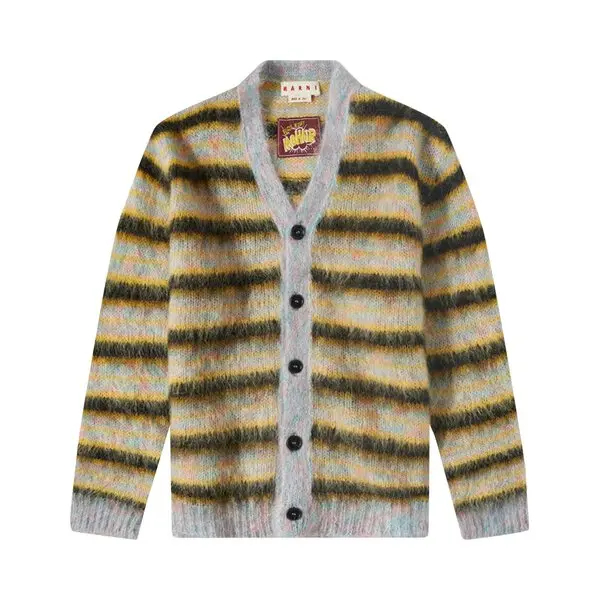 Marni V-neck Mohair Stripe Cardigan - Multicolor