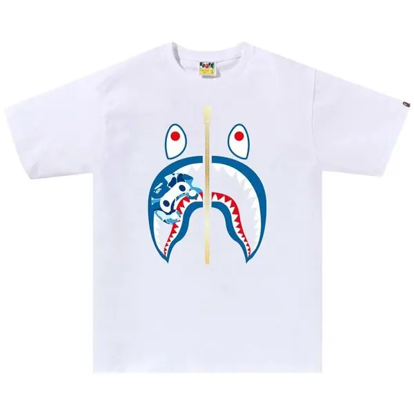 A BATHING APE Abc Camo Milo Shark Tee - White