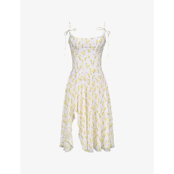 House Of Cb Yvette Floral-print Woven Midi Dress