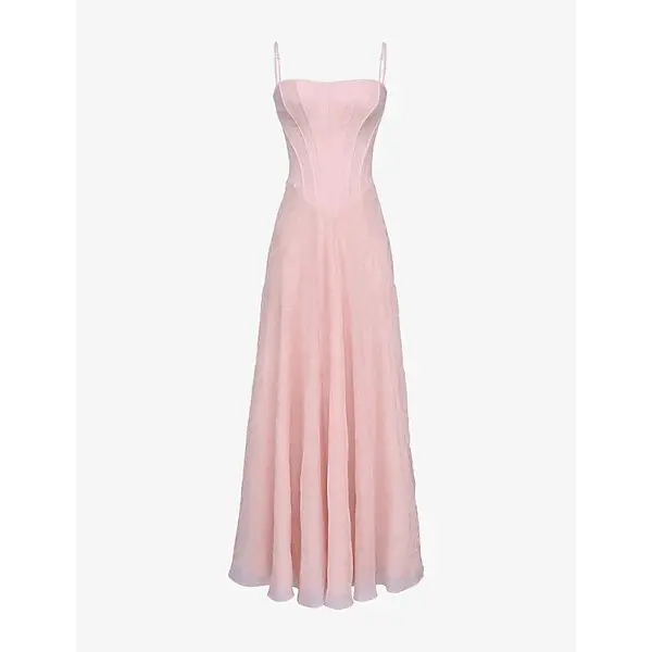 House of CB Esme Floral Chiffon Maxi Dress - Blush Pink