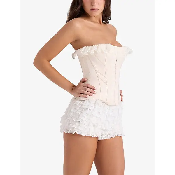 House Of Cb Idella Lace-trim Satin Corset Top